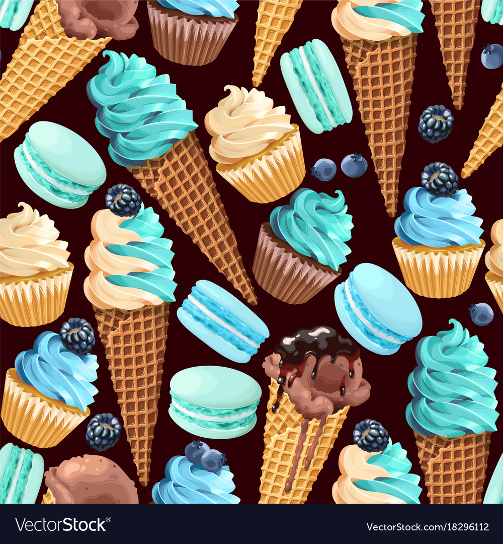 Seamless pattern with sweets Royalty Free Vector Image