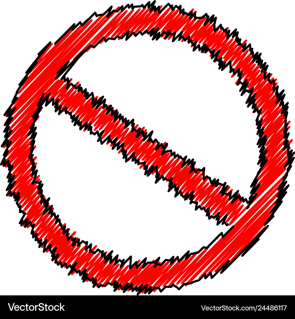 Brush painted sign no hand drawn style Royalty Free Vector