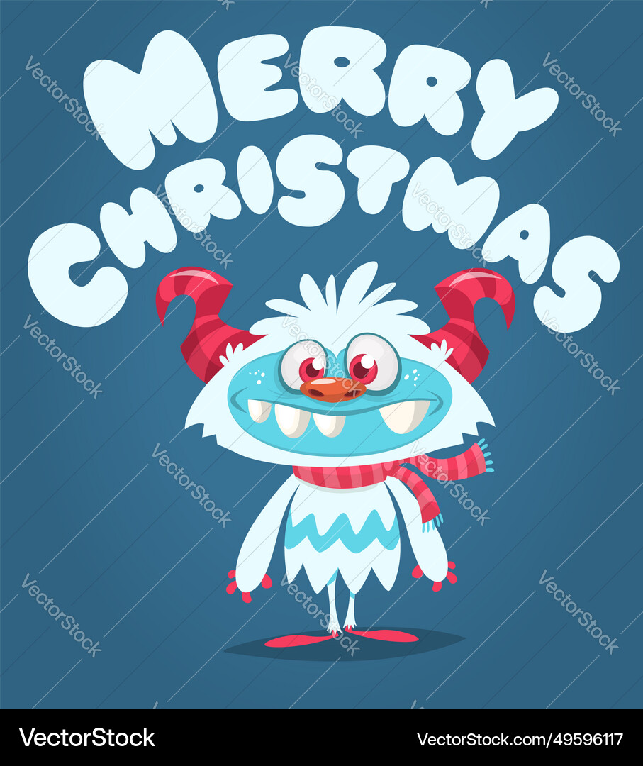 Cartoon happy monster with funny face expression Vector Image