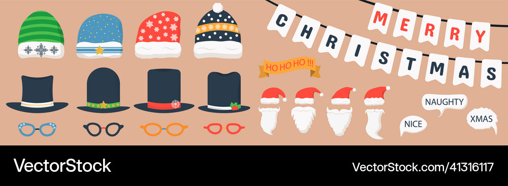 Christmas Party Photo Booth Props Royalty Free Vector Image
