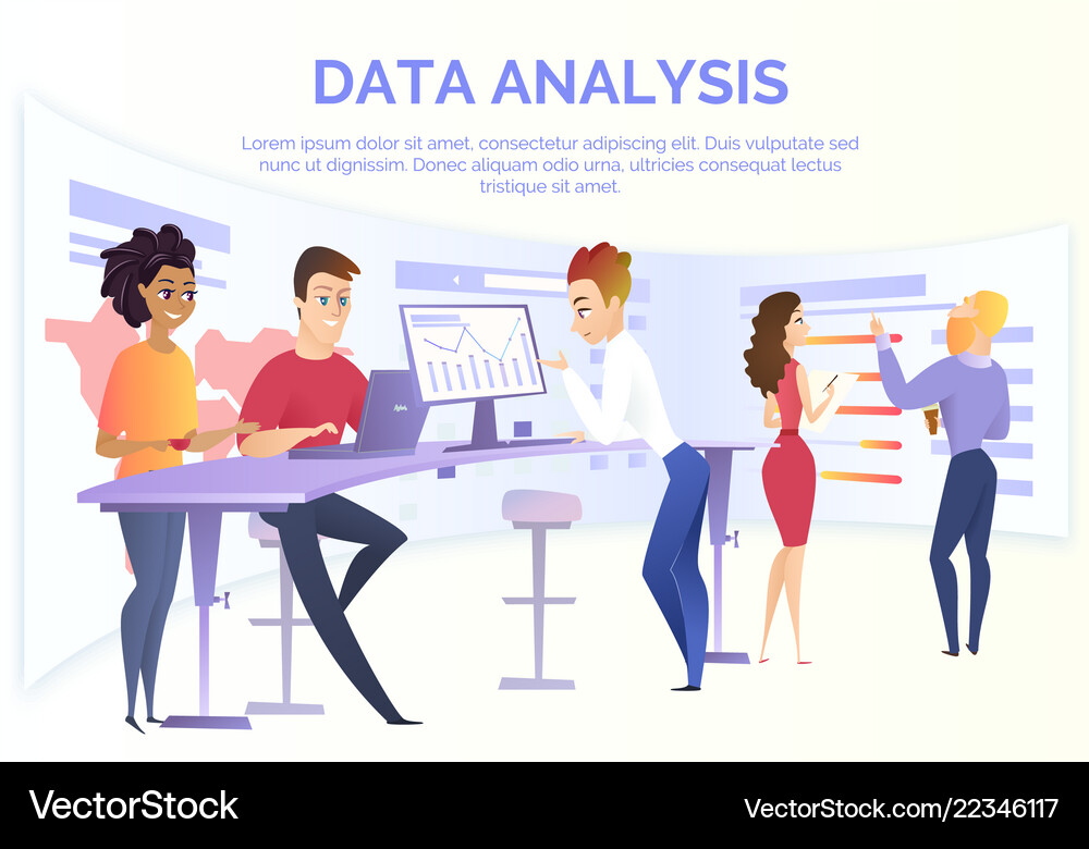 Data Analysis Team Cartoon Royalty Free Vector Image
