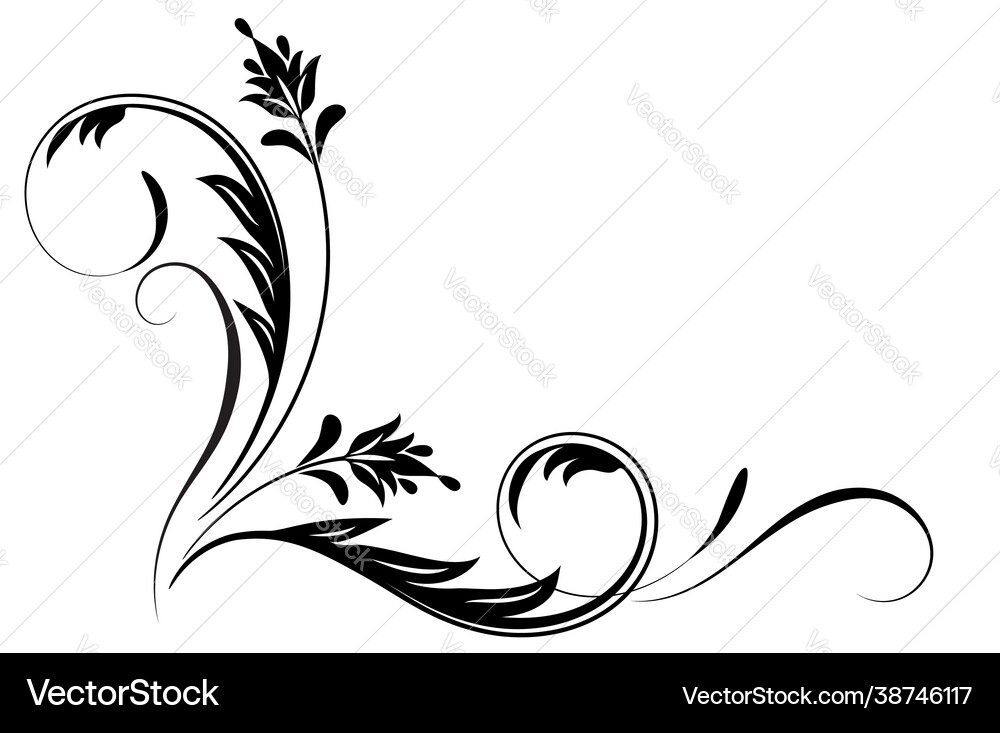 Decorative floral corner ornament for stencil Vector Image