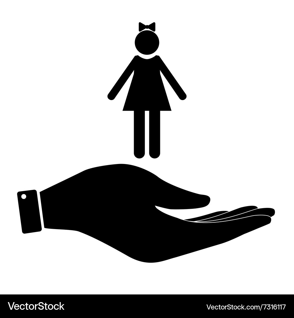 Girl in hand icon Royalty Free Vector Image - VectorStock