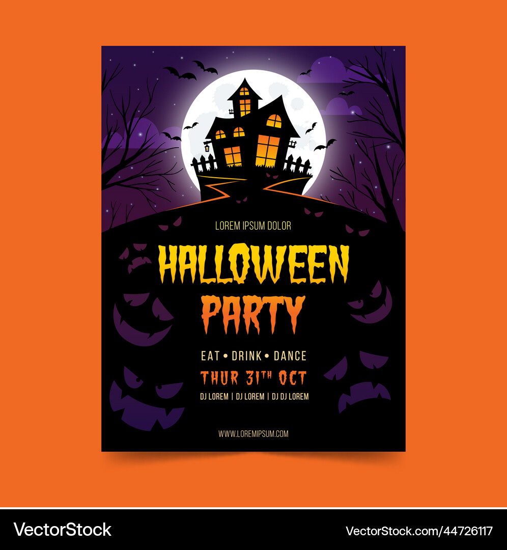 Halloween party poster template with haunted Vector Image