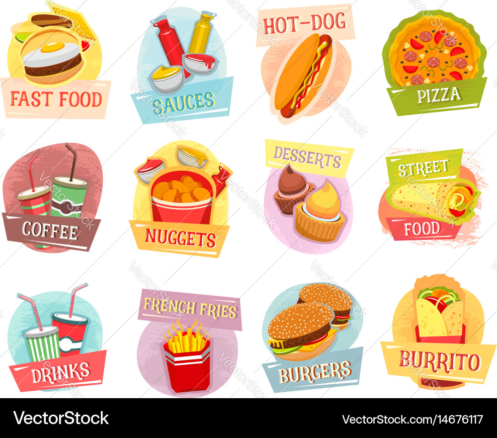 Icons for fast food menu design Royalty Free Vector Image