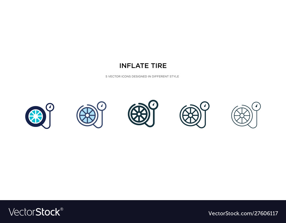 Inflate tire icon in different style two colored Vector Image Inflate tire icon in different style two colored Vector Image