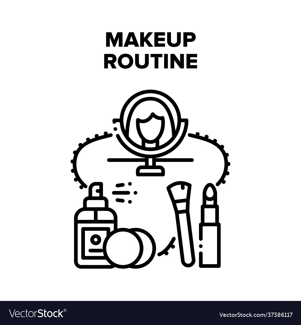 Makeup routine black Royalty Free Vector Image