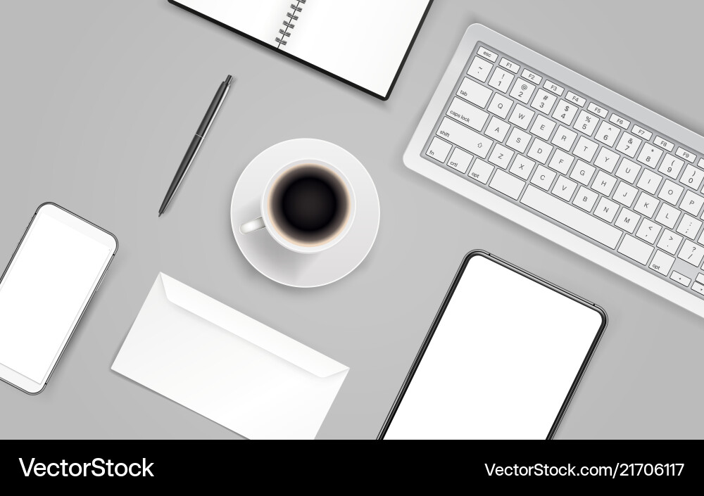 Office supplies different business stuff on a Vector Image