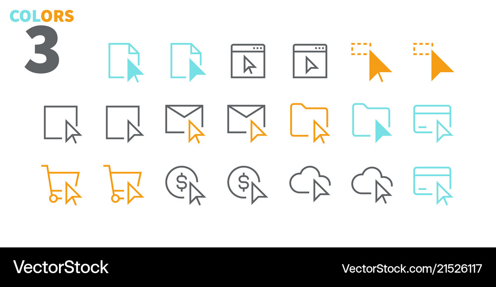 Selection cursors ui pixel perfect well-crafted Vector Image