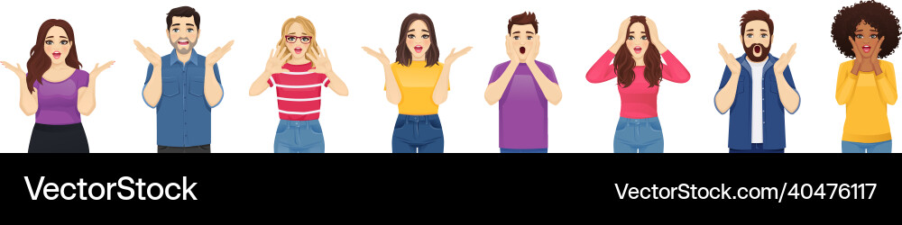 Surprised people set Royalty Free Vector Image