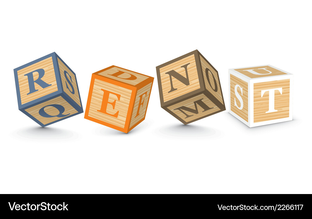 Word rent written with alphabet blocks Royalty Free Vector