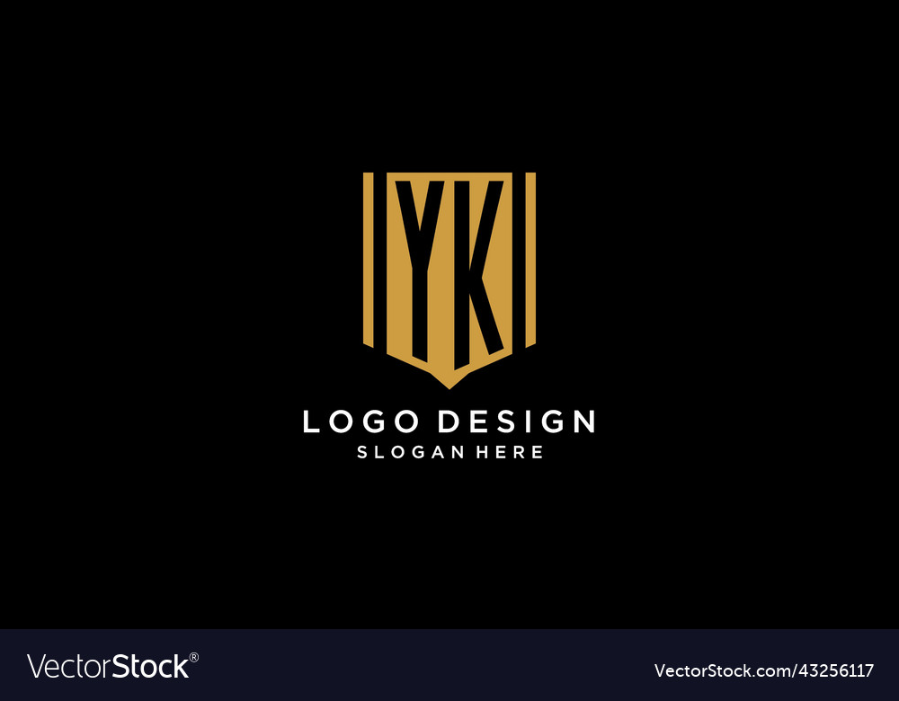 Yk monogram logo with geometric shield icon design
