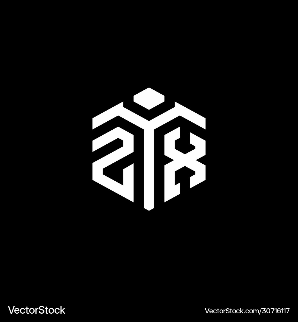 Zx monogram logo with abstract hexagon style Vector Image
