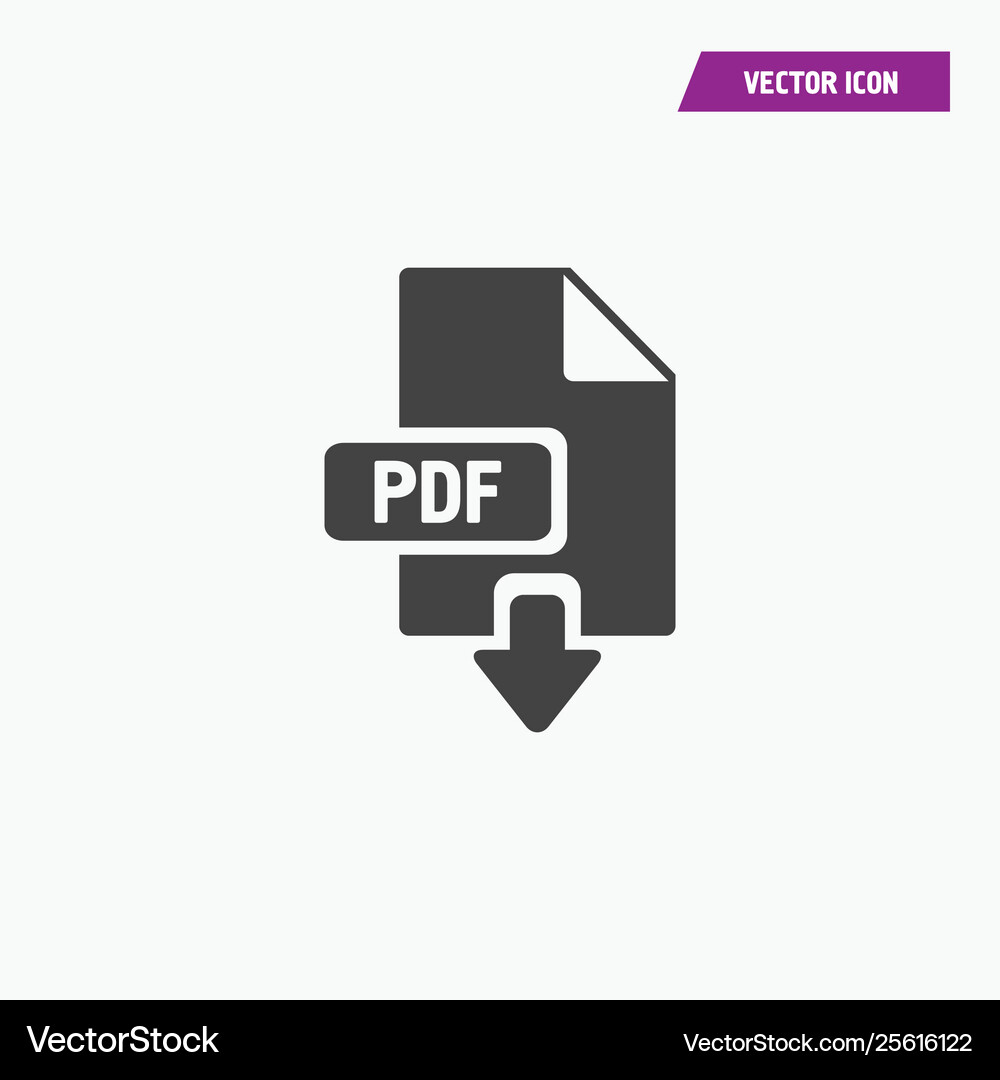 Black download pdf file with arrow icon Royalty Free Vector