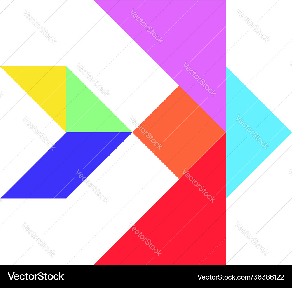 Color tangram puzzle in fish shape on white Vector Image