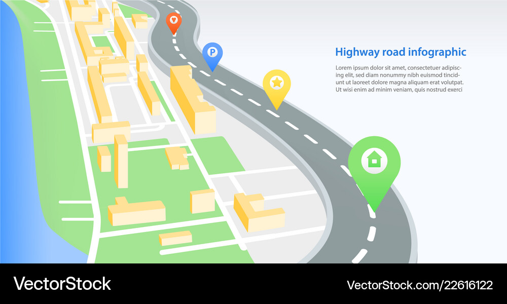 Colorful horizontal banner template with highway Vector Image