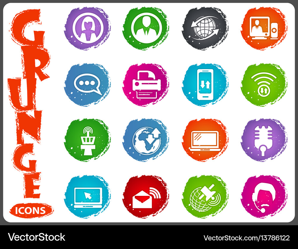 Communication icons set in grunge style Royalty Free Vector