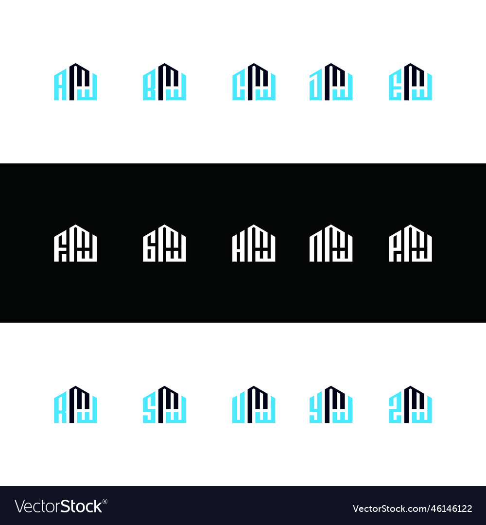 Cwm Set Letter Logo In The Form Of Hexagons Vector Image