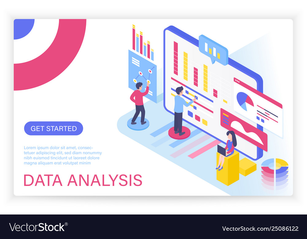 Data analysis process big concept isometric Vector Image
