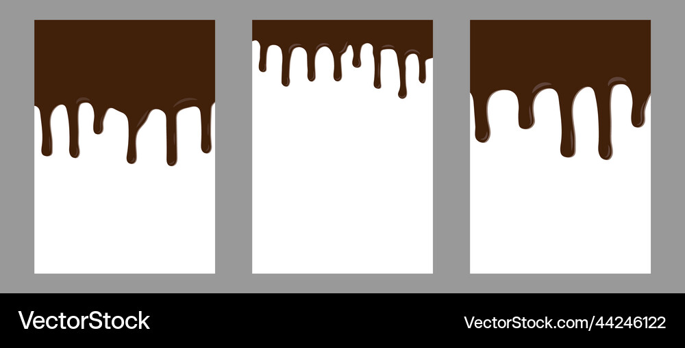 Dripping of melted chocolate set vertical Vector Image
