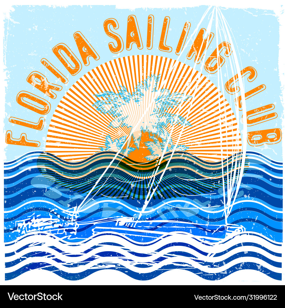 Florida sailing club graphic design Royalty Free Vector