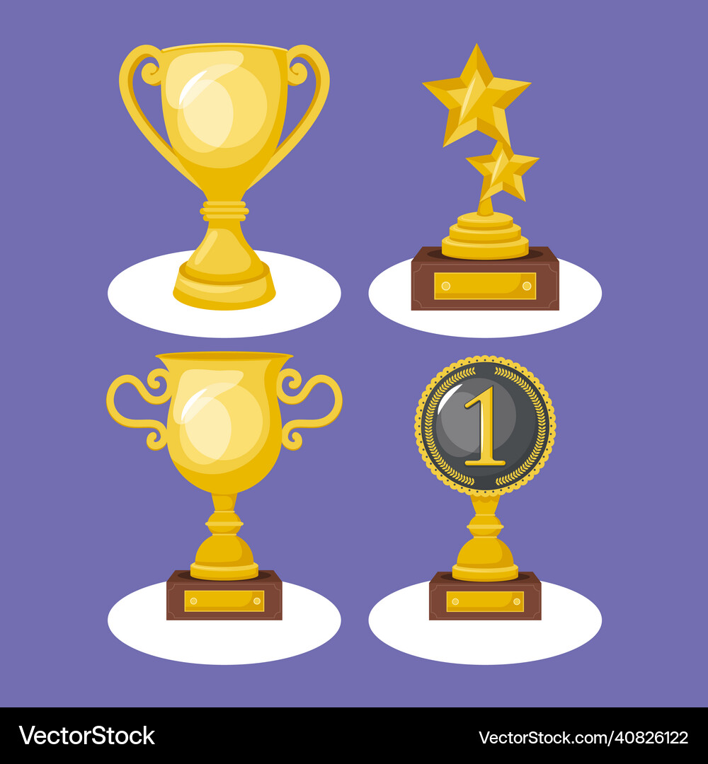 Four golden awards icons Royalty Free Vector Image