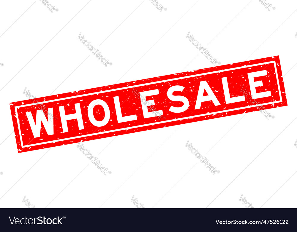 Grunge red wholesale word square rubber seal Vector Image