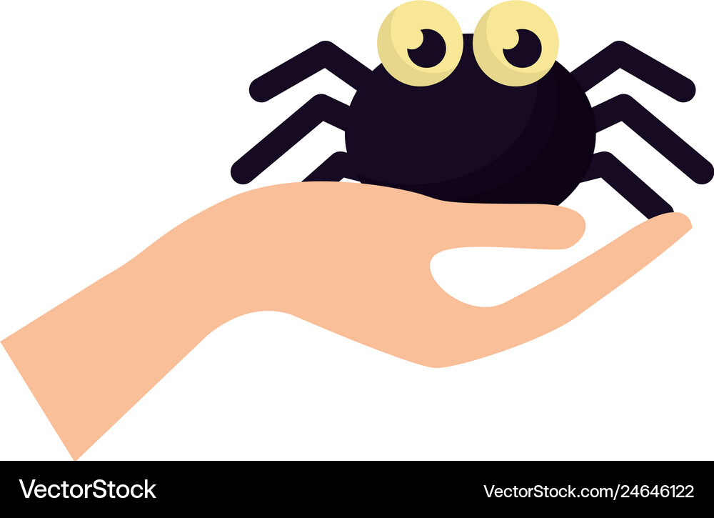 Hand with halloween spider isolated icon Vector Image