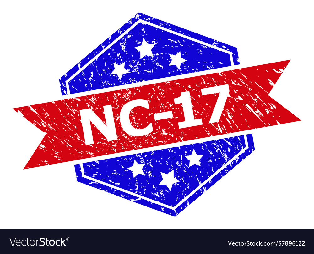 Hexagonal bicolor nc-17 rubber stamp with rubber Vector Image