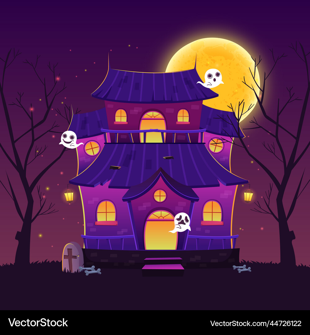 House ghosts cartoon halloween design Royalty Free Vector