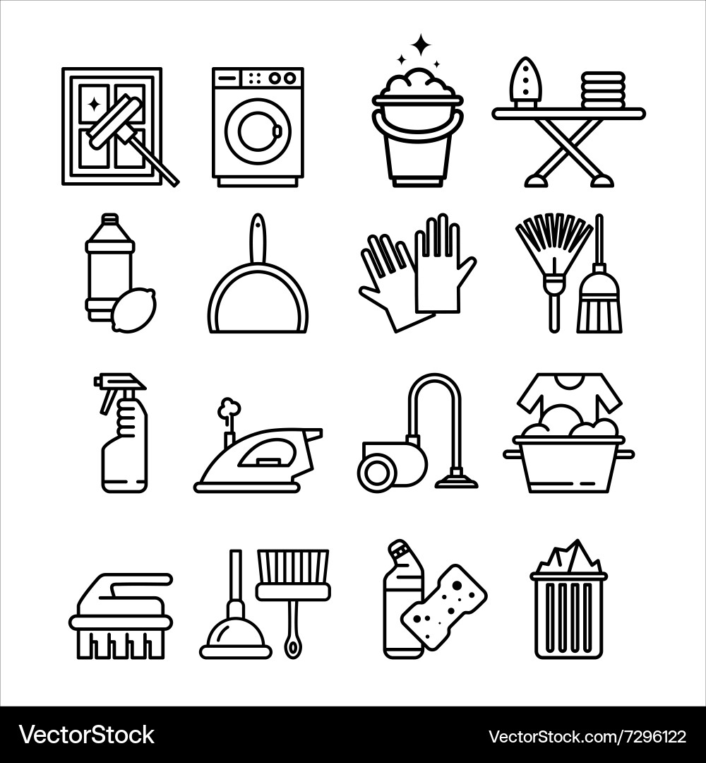 Household Appliances and Tools Icons Set Vector Image