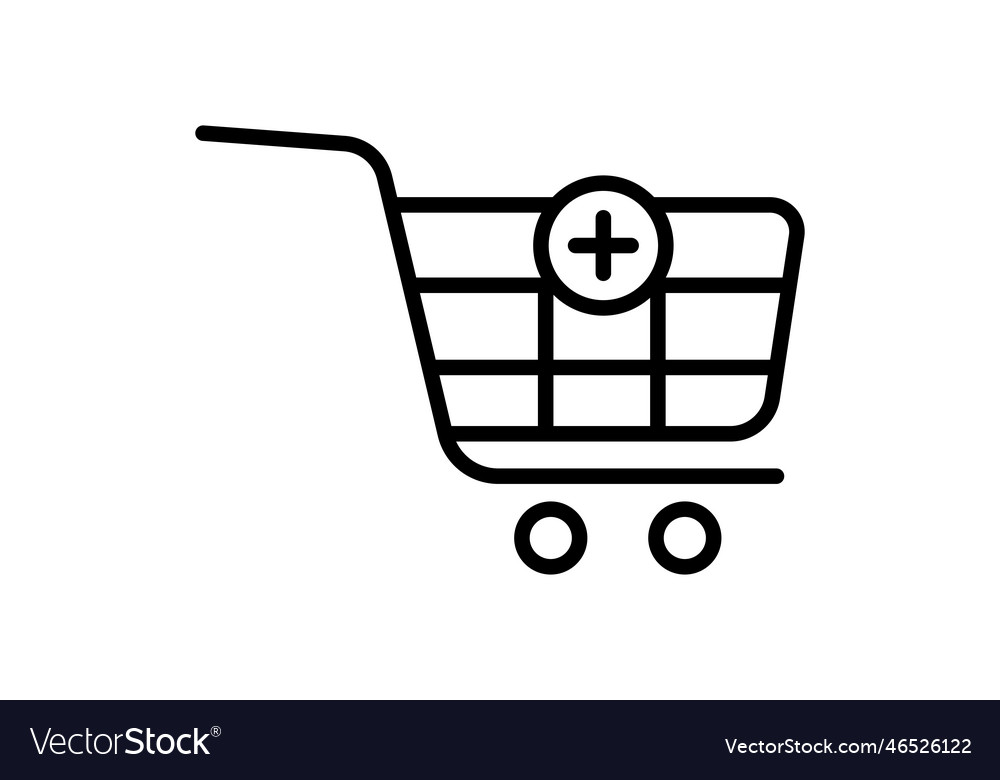 Icon add to cart related shopping line Royalty Free Vector