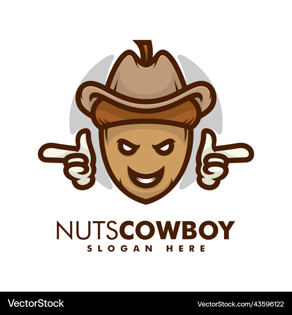 Logo nuts cowboy mascot cartoon Royalty Free Vector Image