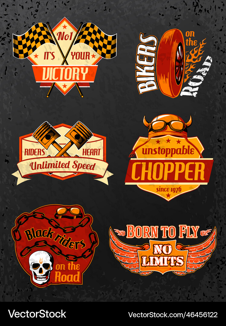 Motorcycle bike badges set Royalty Free Vector Image