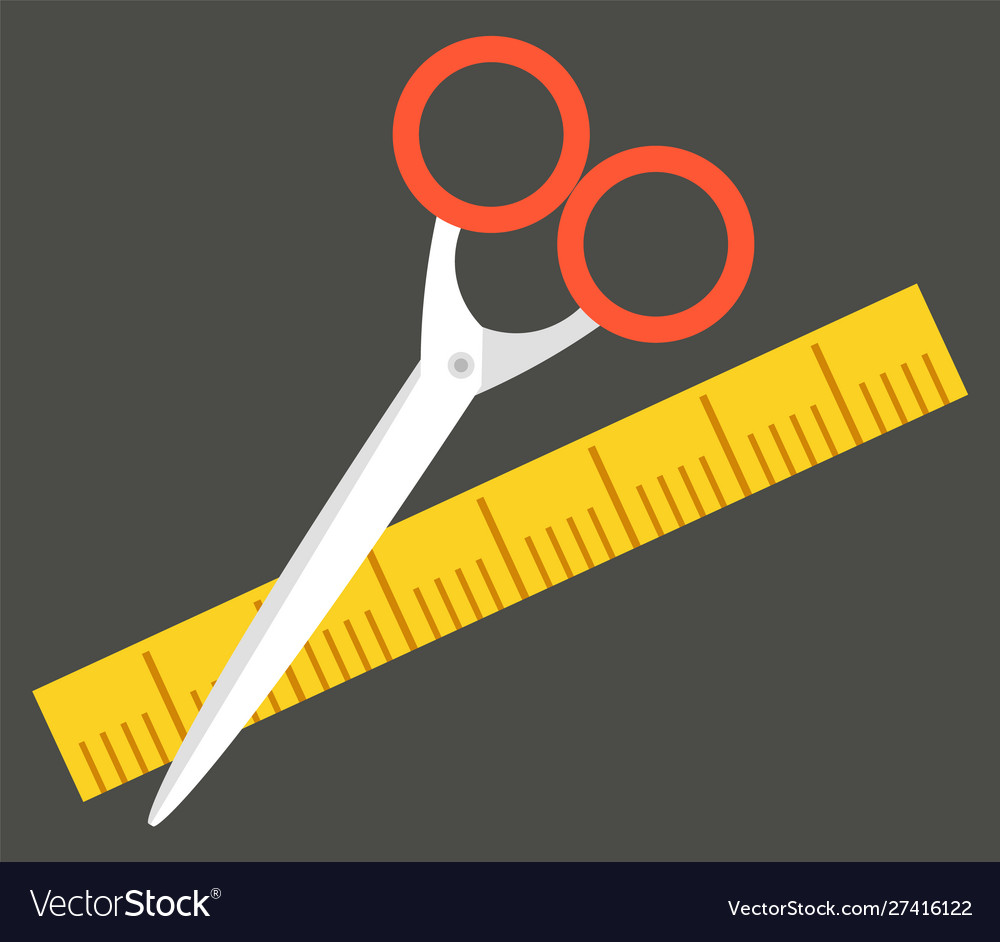 School and office stuff scissors and ruler Vector Image