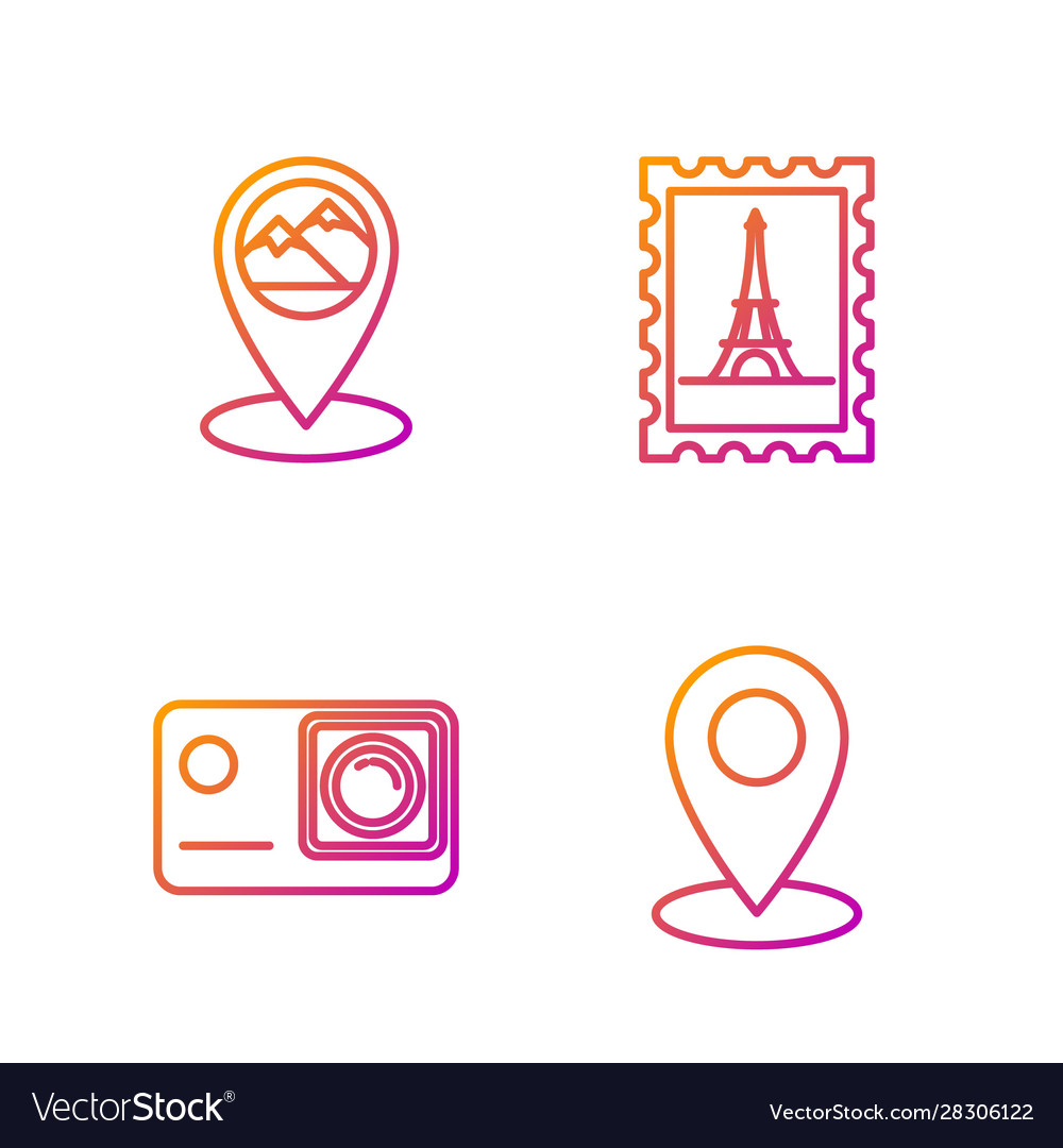 Set line map pin action extreme camera map Vector Image Set line map pin action extreme camera map Vector Image