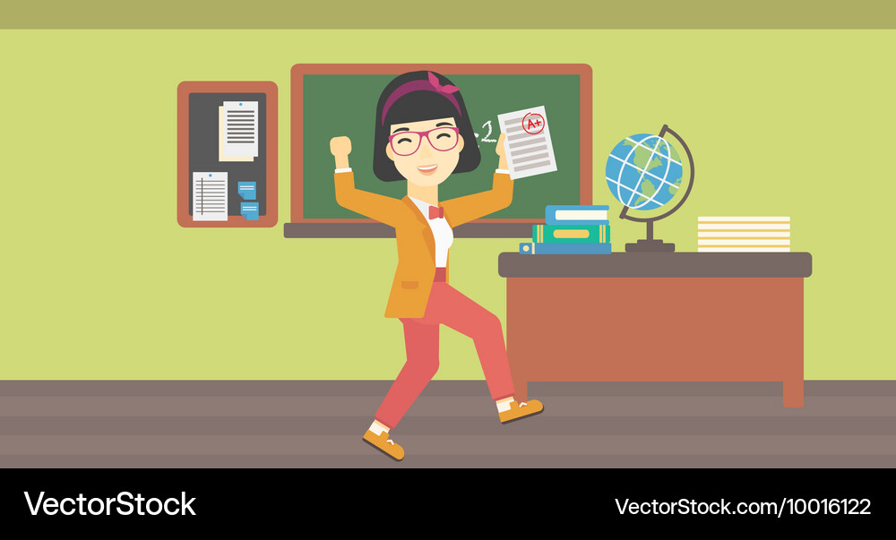 Student holding test paper with best result Vector Image