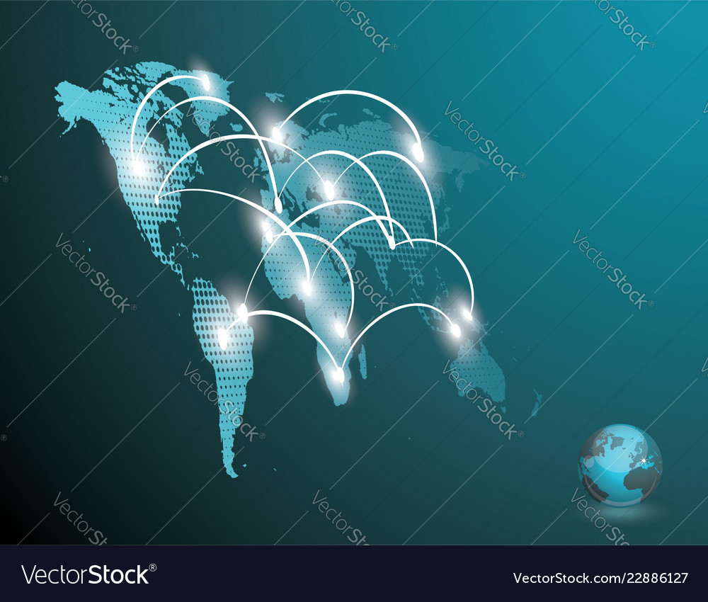 3d light world map with pointer marks Royalty Free Vector