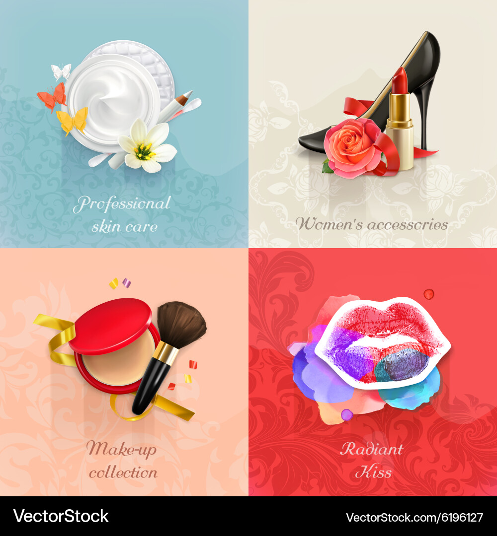 Beauty and cosmetics set concepts backgrounds Vector Image