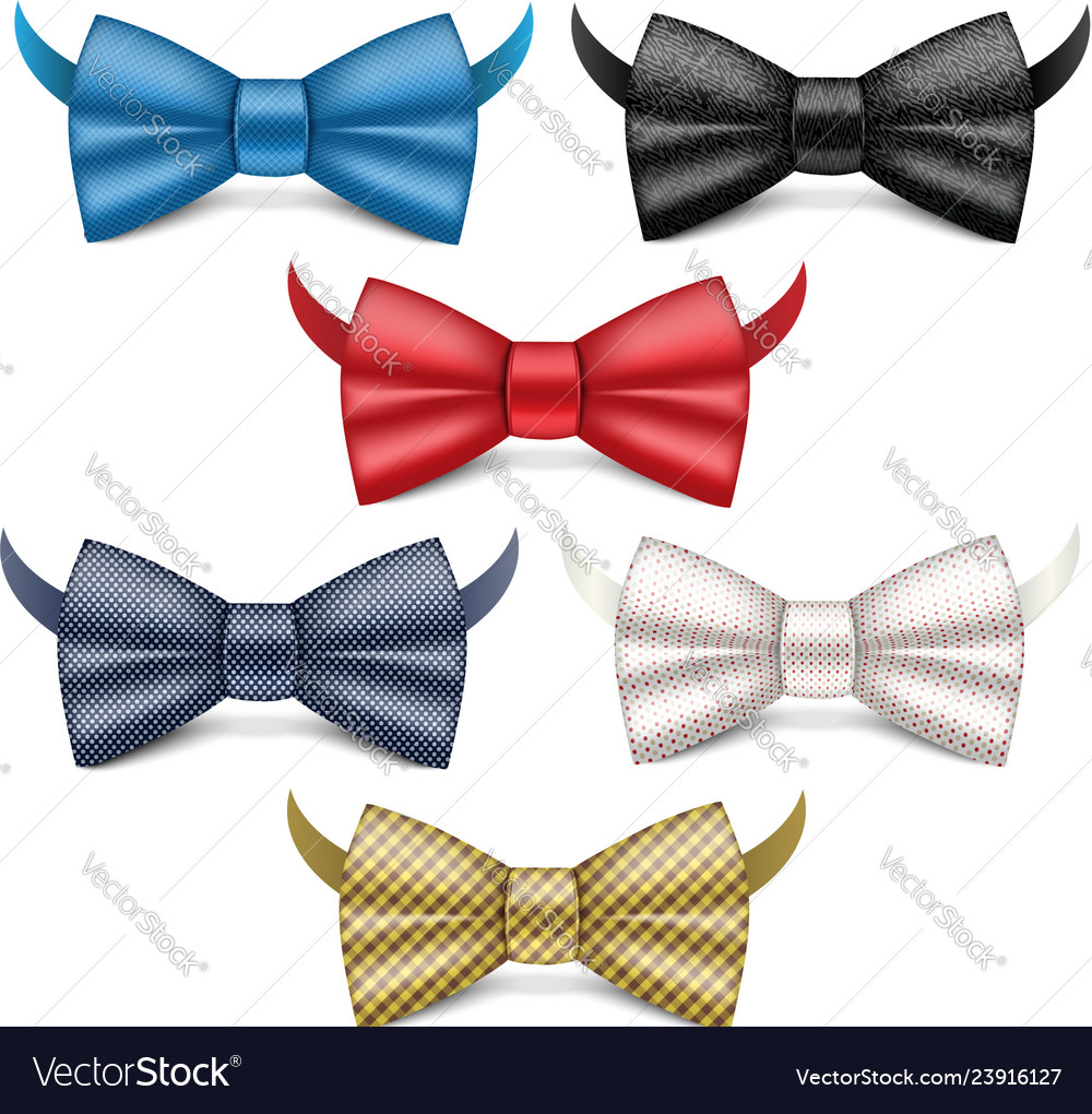 Bowtie icons set realistic style Royalty Free Vector Image