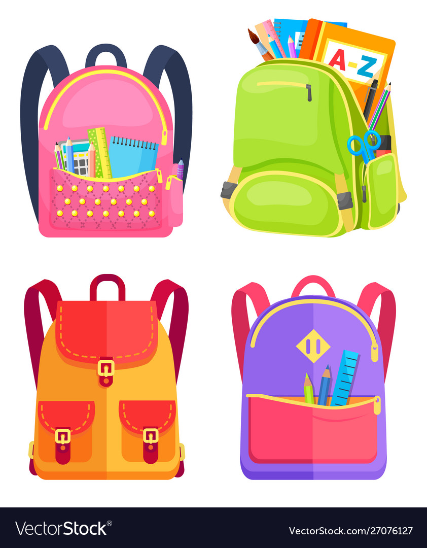Colored school backpack back Royalty Free Vector Image