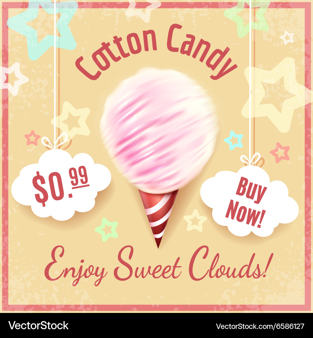Cotton candy poster background with Royalty Free Vector