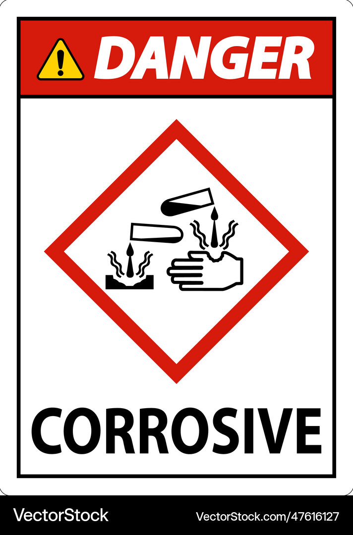 Danger corrosive ghs sign on white background Vector Image