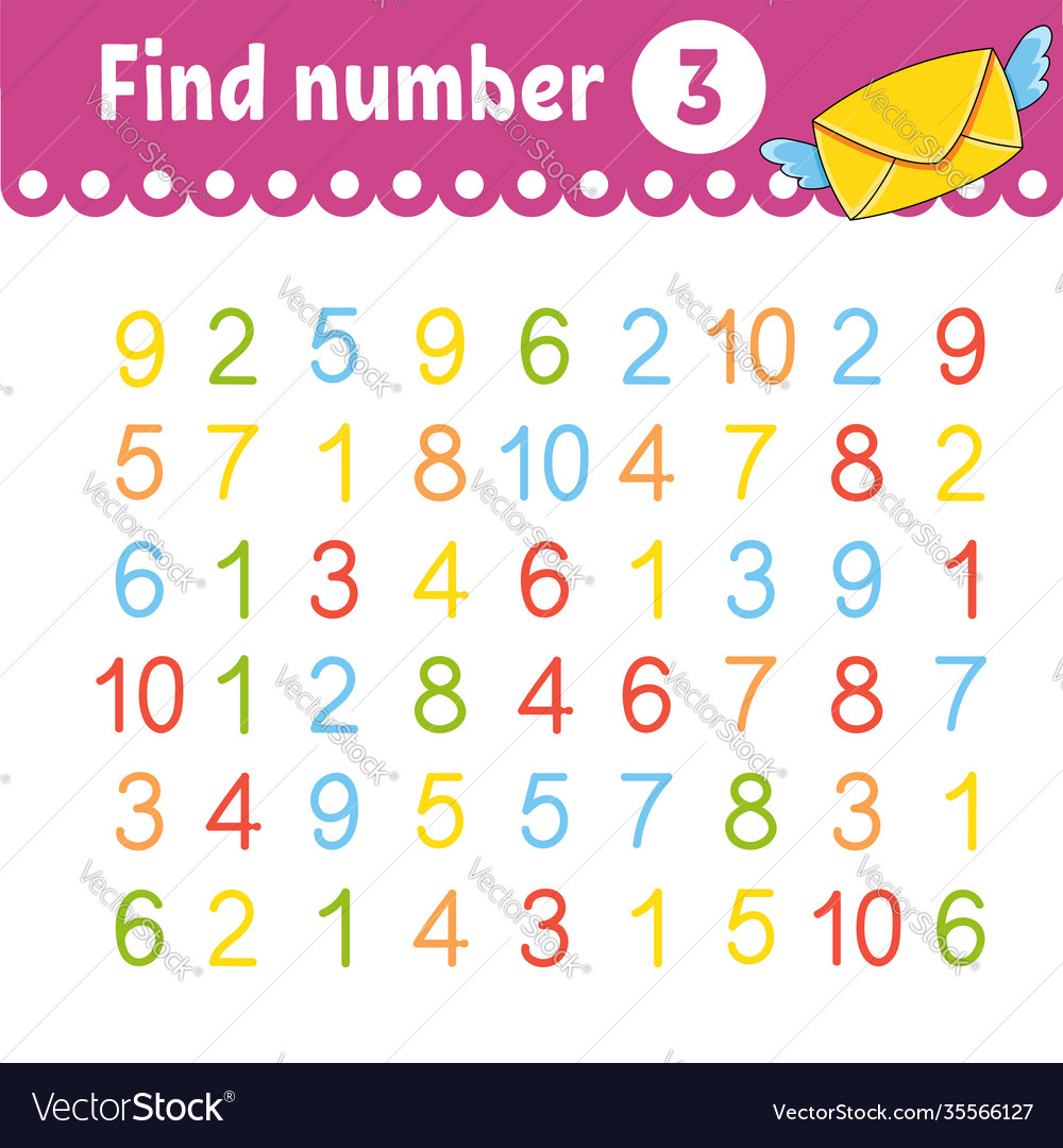 Find number education developing worksheet Vector Image