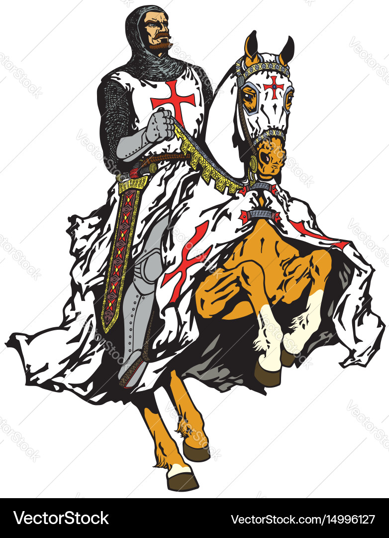 Knight templar order on a horse Royalty Free Vector Image