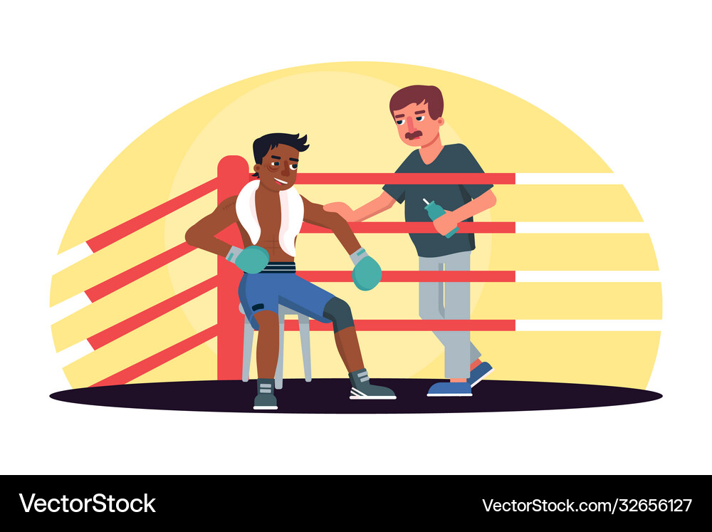 Male boxer rest in ring corner between rounds Vector Image