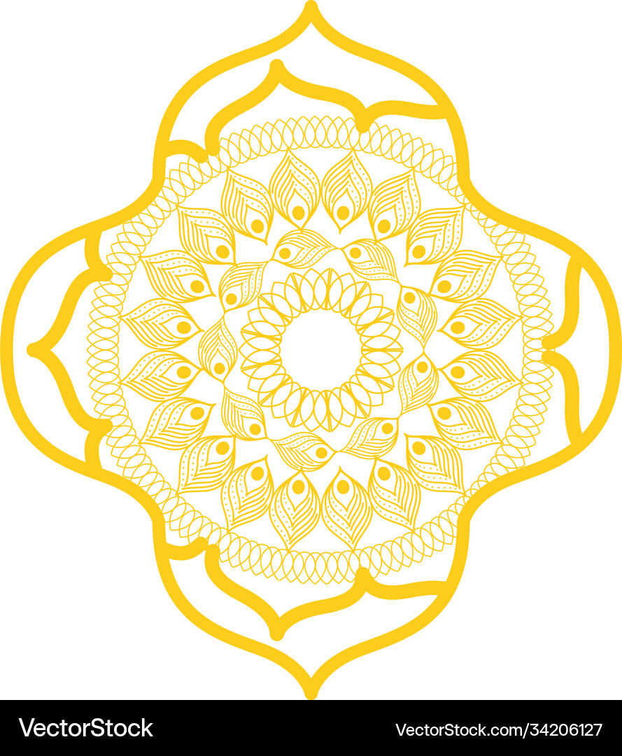 Mandala in frame yellow design Royalty Free Vector Image