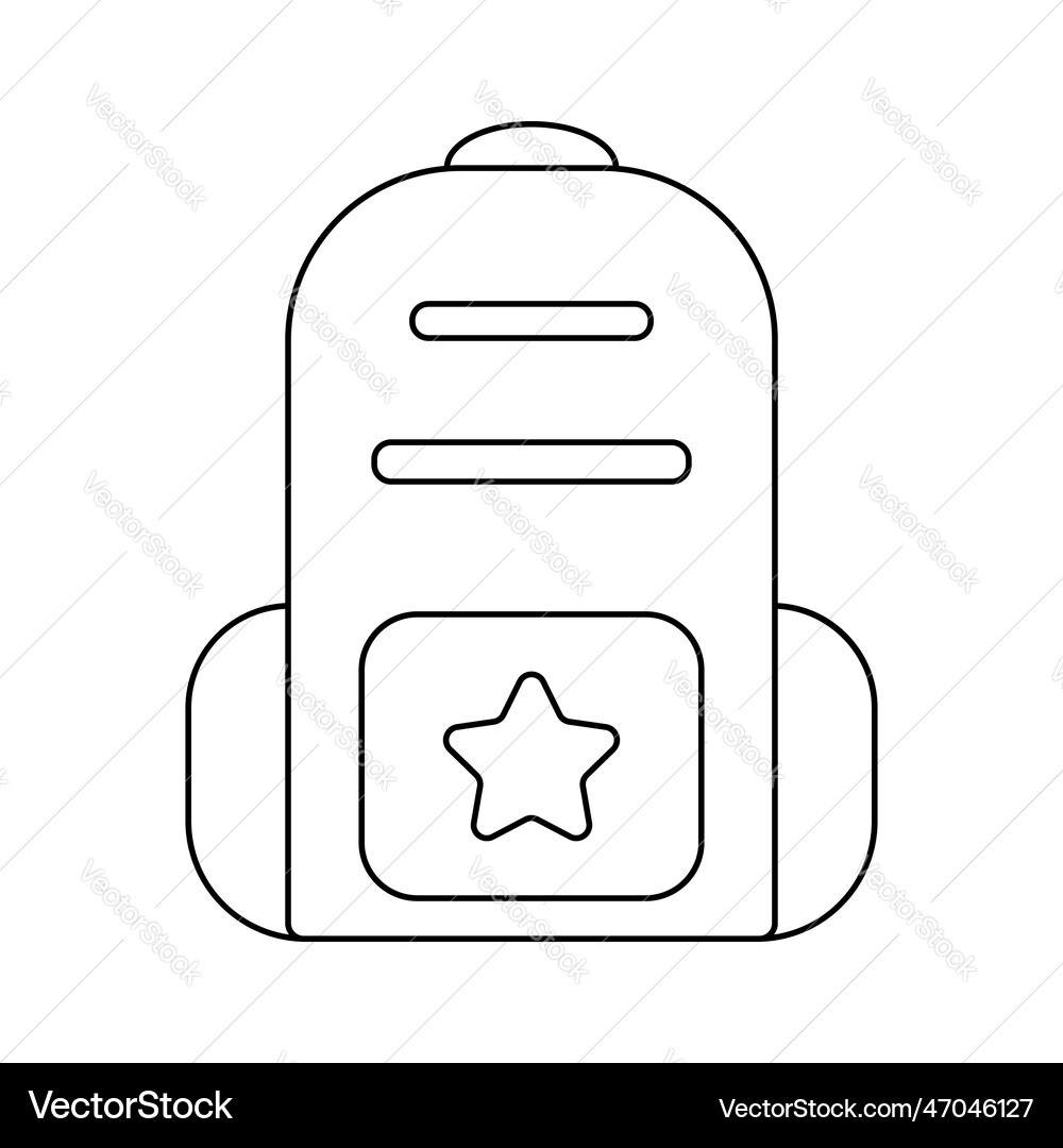 Outline of backpack with star Royalty Free Vector Image