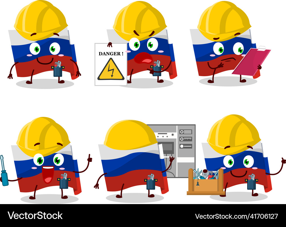 Professional lineman russia flag cartoon Vector Image