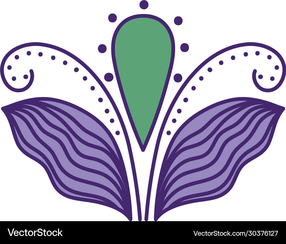 Purple mandala leaves drops feathers design Vector Image